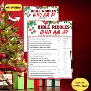Bible Who Am I Riddle Game|christmas Bible Study Party Activity|church ...