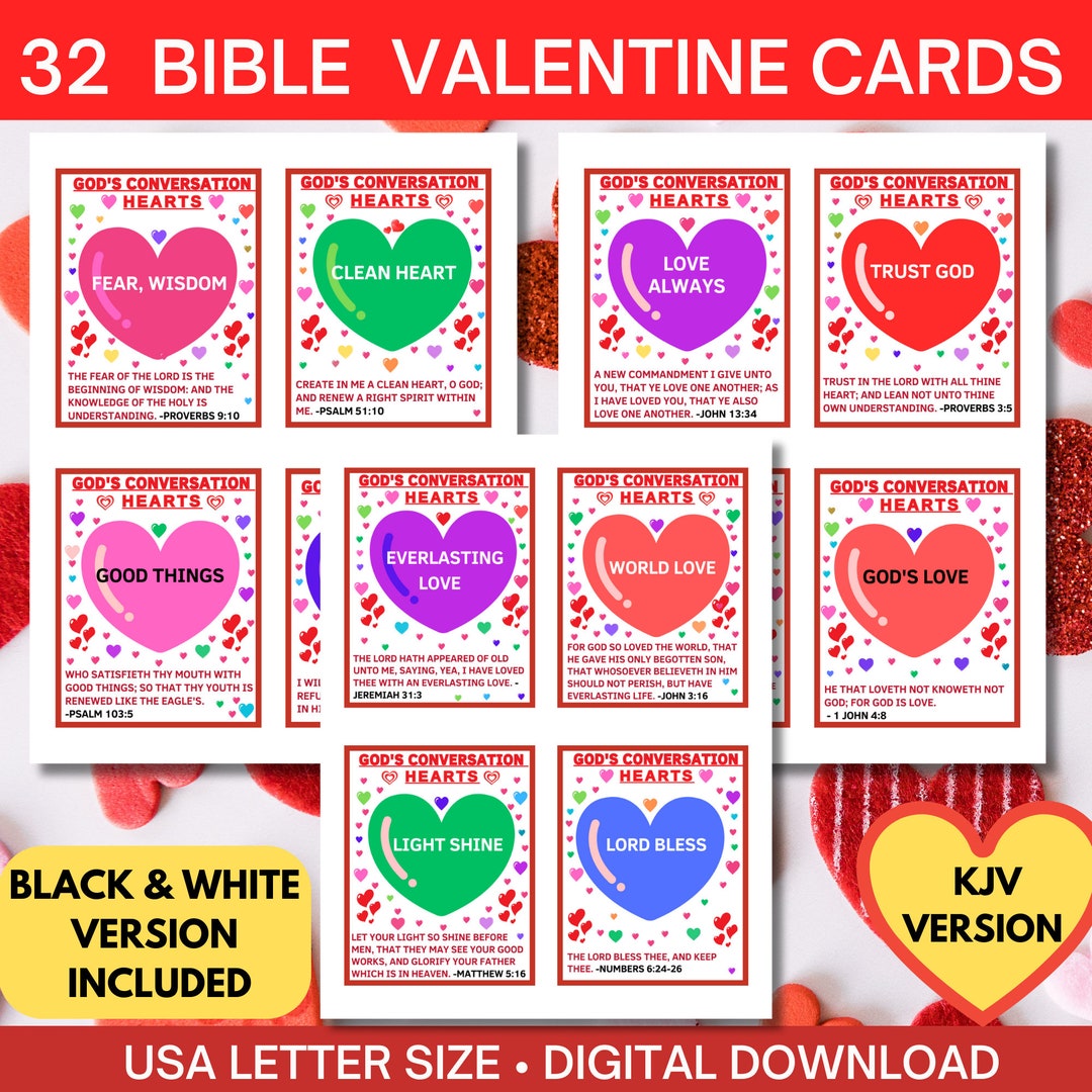 God's Conversation Hearts Valentine Day Cards|christian Bible Verse ...