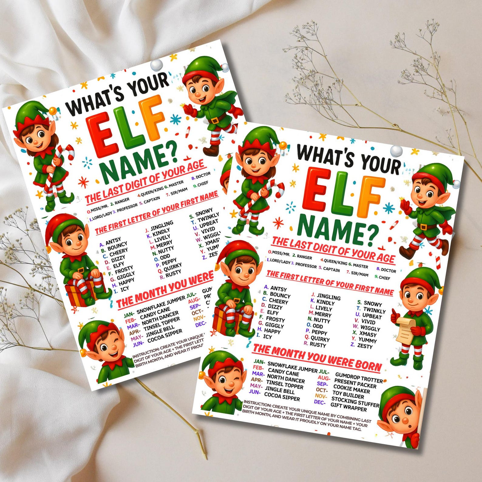 What's Your Elf Name Game With Name Tags & Sign,elf Name Generator ...