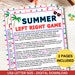 Summer Left Right Story Game|summer Family Reunion Printable|gift ...