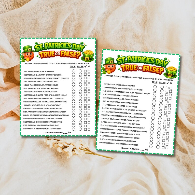 St. Patrick's Day True or False Game,st. Patrick's Day Party Game,irish ...