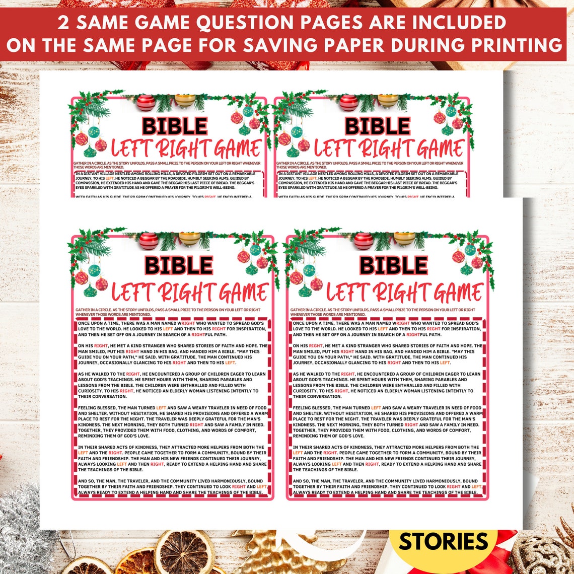 Bible Left Right Game|thanksgiving Printable Party Game|church ...