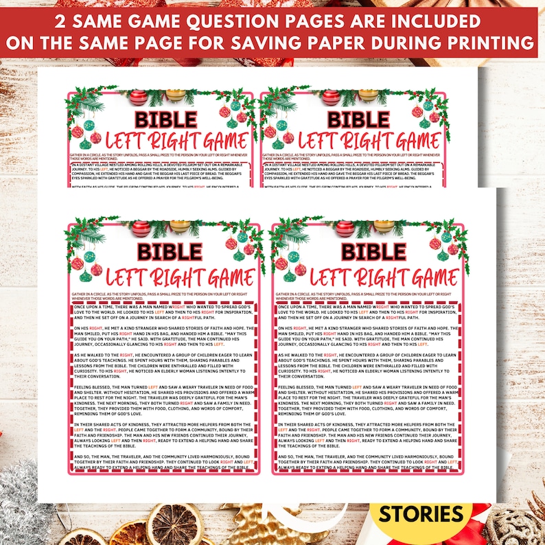 Bible Left Right Game|thanksgiving Printable Party Game|church ...