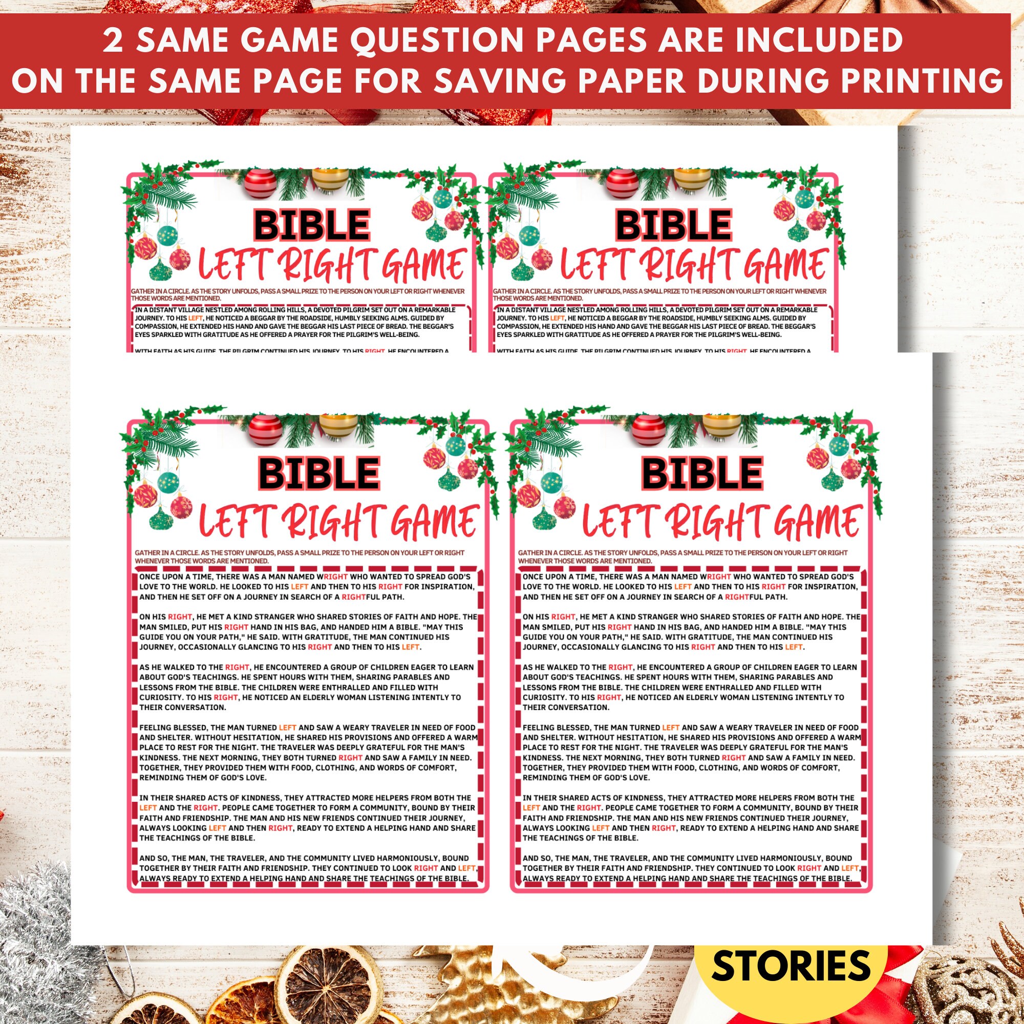 Bible Left Right Game|thanksgiving Printable Party Game|church ...