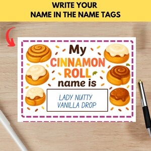 What's Your Cinnamon Roll Name Game With Nametags & Sign,fall Birthday ...