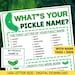 What's Your Pickle Name Game With Nametags & Sign, Pickle Birthday ...