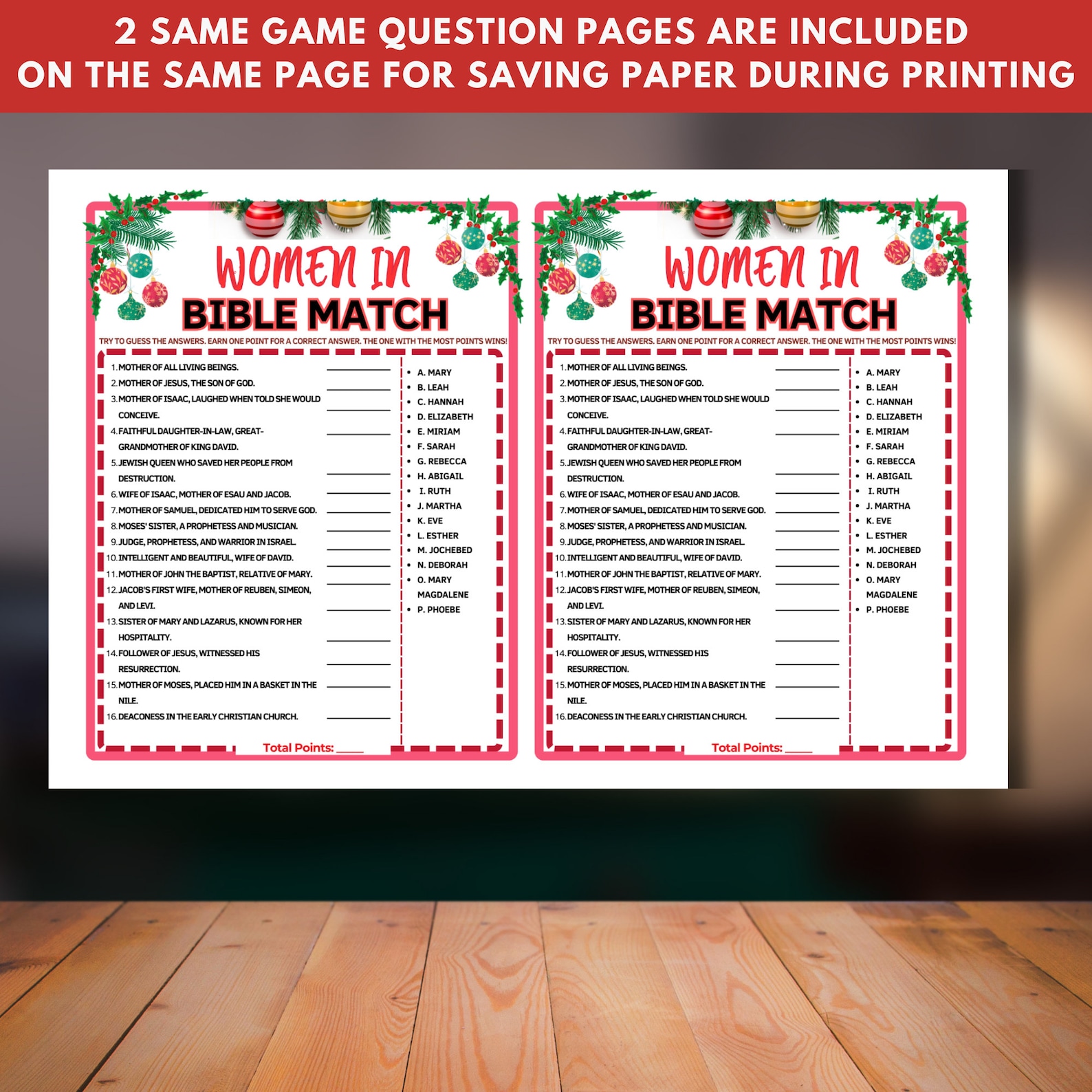 Women in the Bible Match Game| Women Bible Fellowship+ Ministry Game ...