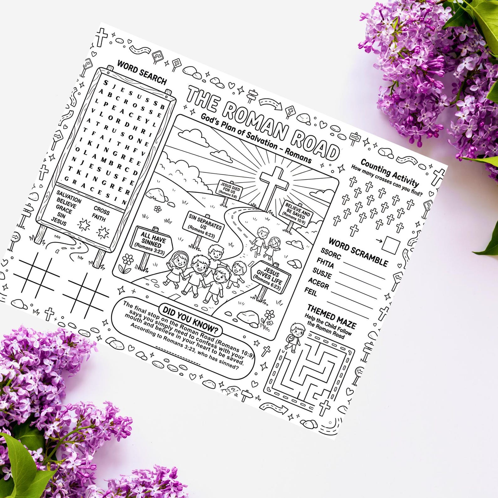 Roman Road to Salvation Bible Story Activity Placemat Lesson,gospel for ...