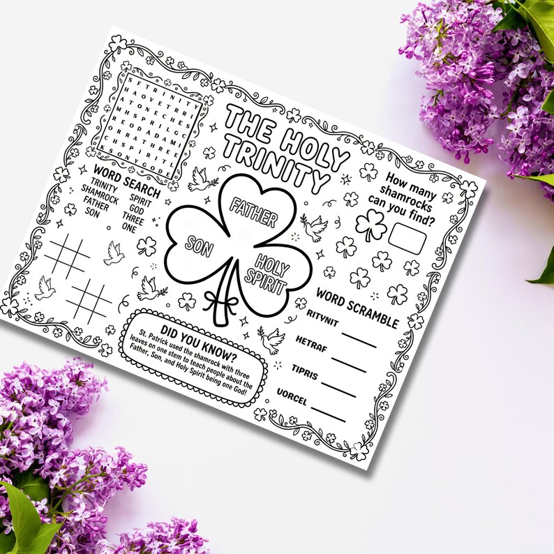 St Patrick's Day Shamrock Bible Activity Placemat,missionary Holy ...