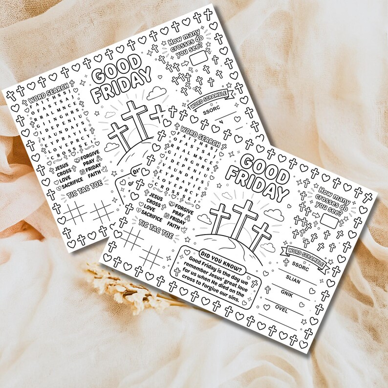 Good Friday Bible Activity Placemat Craft,lent Sunday School Jesus ...