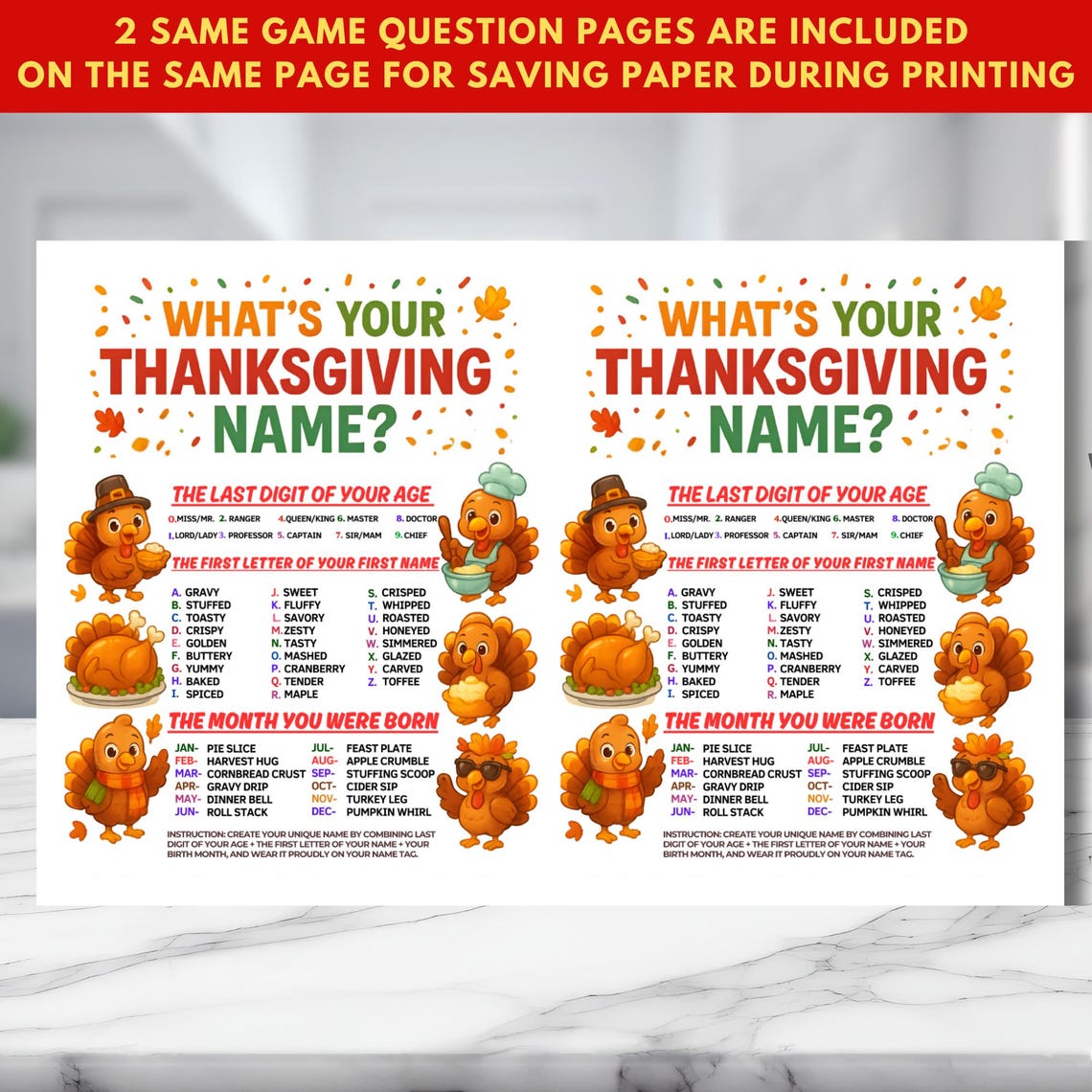 What's Your Thanksgiving Name Game With Nametags & Sign,turkey Birthday ...