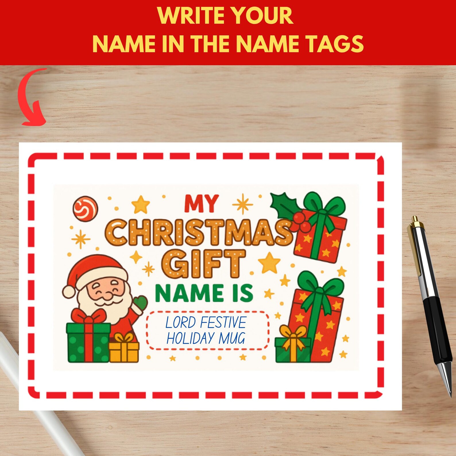 What's Your Christmas Gift Name Game With Name Tags & Sign,christmas ...