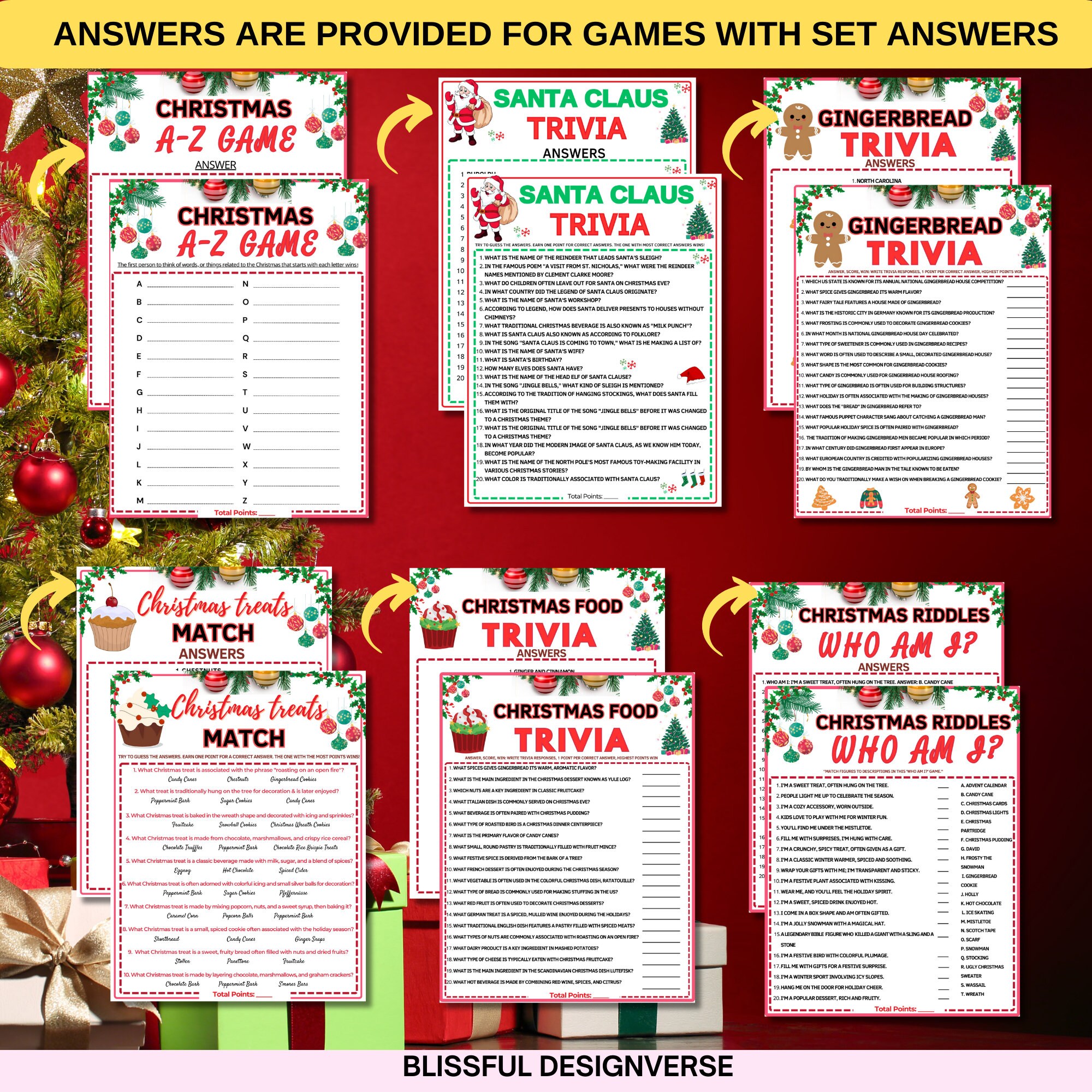 25 Christmas Party Printable Games Bundle|christmas Trivia+quiz for ...