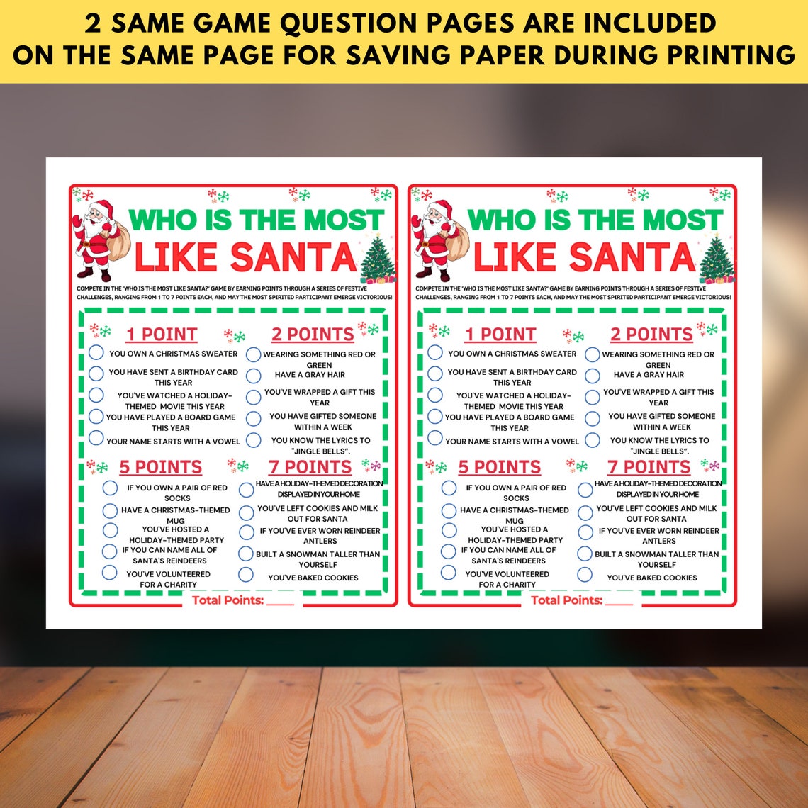 Who is Most Like Santa?|christmas Dinner Party Printable Game|holiday ...