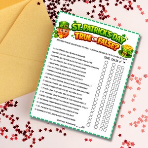 St. Patrick's Day True or False Game,st. Patrick's Day Party Game,irish ...