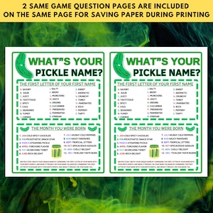 What's Your Pickle Name Game With Nametags & Sign, Pickle Birthday ...