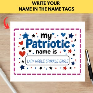 What's Your Patriotic Name Game With Nametags & Sign,4th of July Party ...