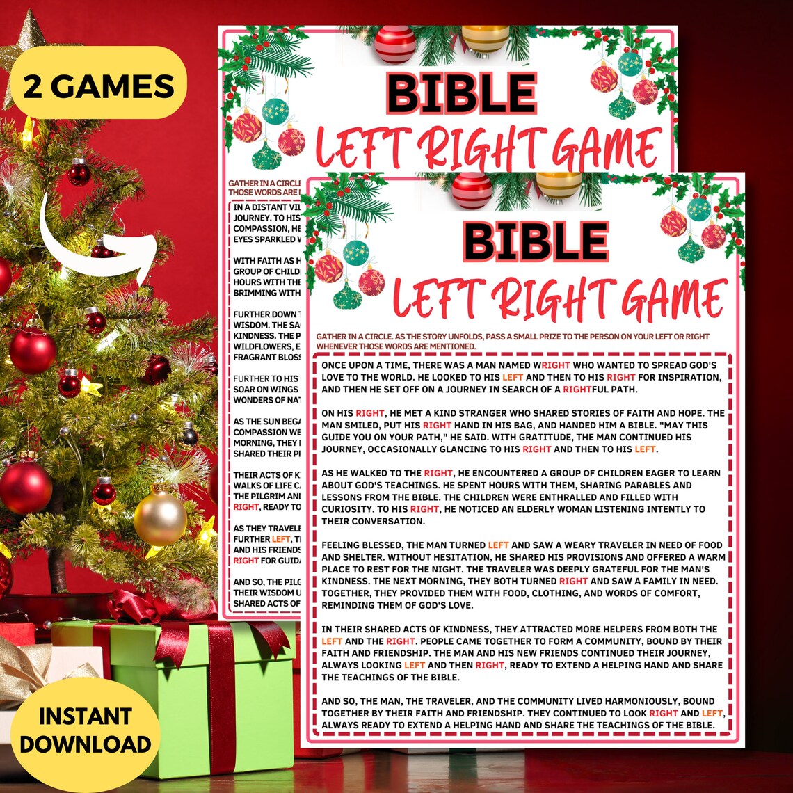 Bible Left Right Game|thanksgiving Printable Party Game|church ...