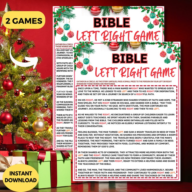 Bible Left Right Game|thanksgiving Printable Party Game|church ...