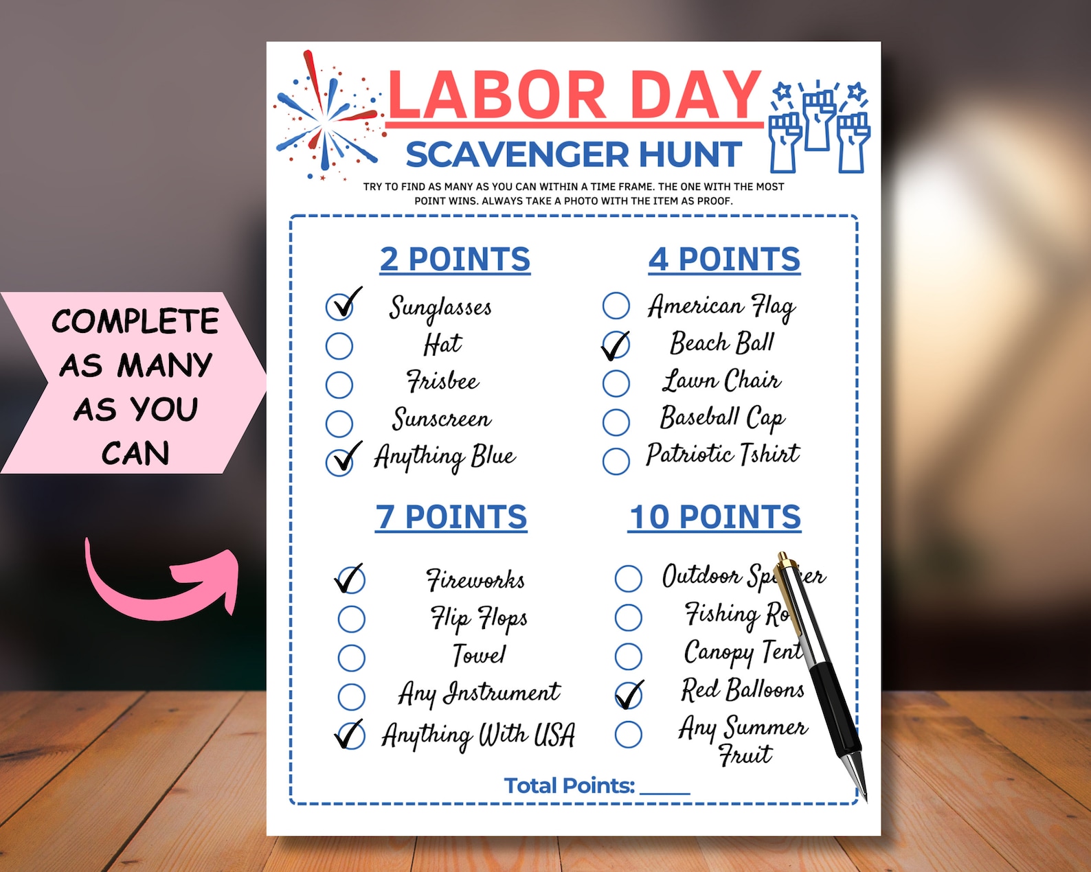 Labor Day Scavenger Hunt Game,american Printable Patriotic Game,fun ...