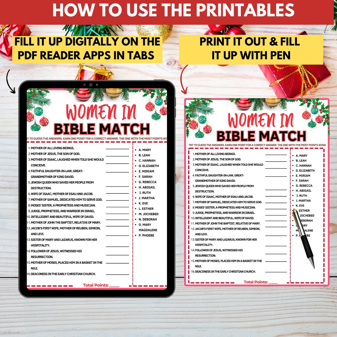 Women in the Bible Match Game| Women Bible Fellowship+ Ministry Game ...