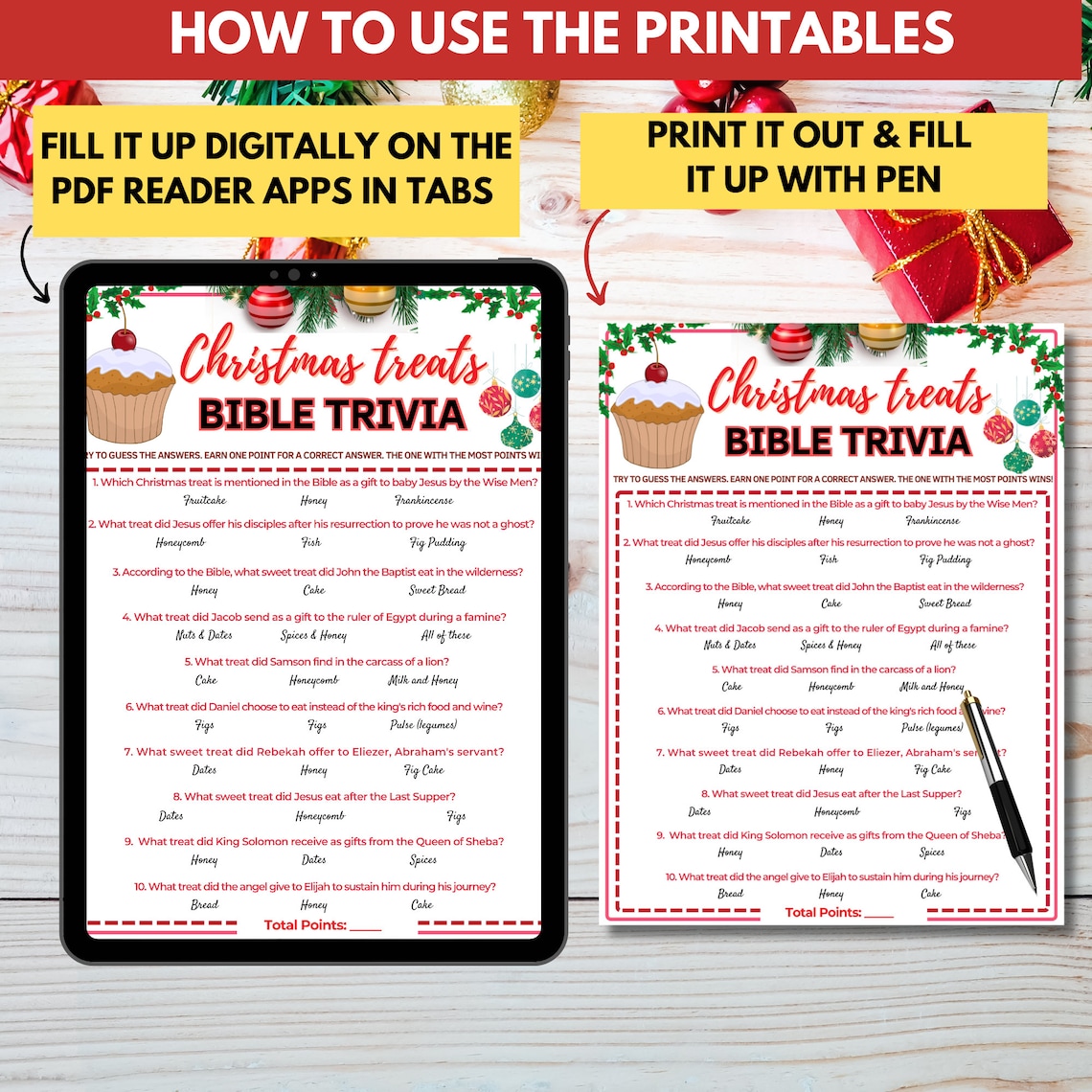 Christmas Treat Bible Trivia Game|bible Printable Game for Kids & Adult ...