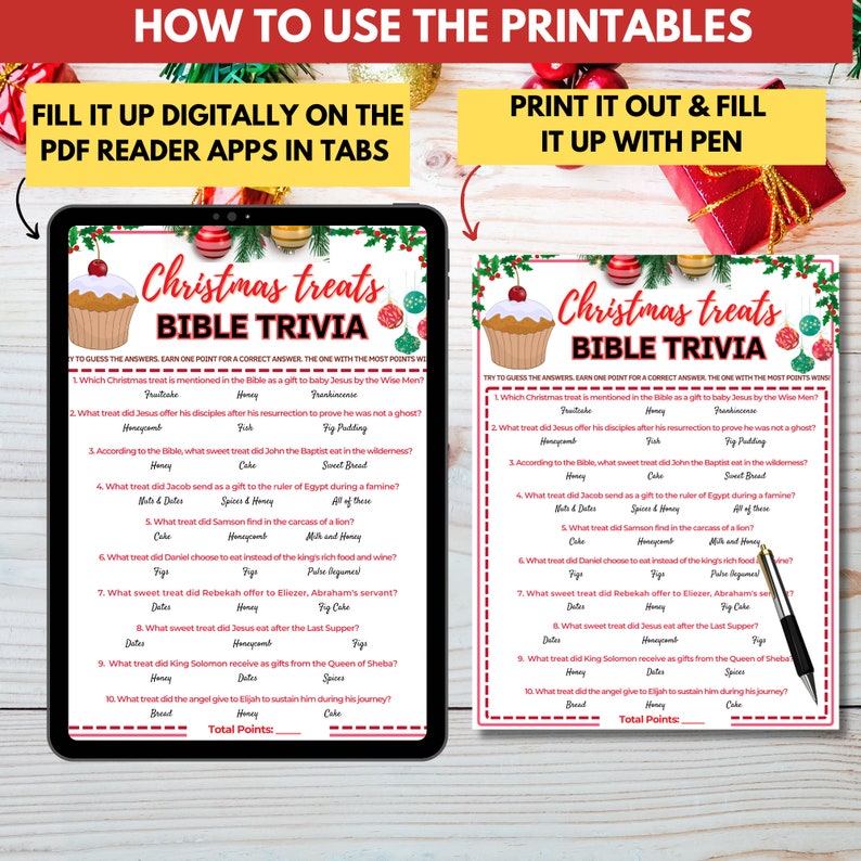 Christmas Treat Bible Trivia Game|bible Printable Game for Kids & Adult ...