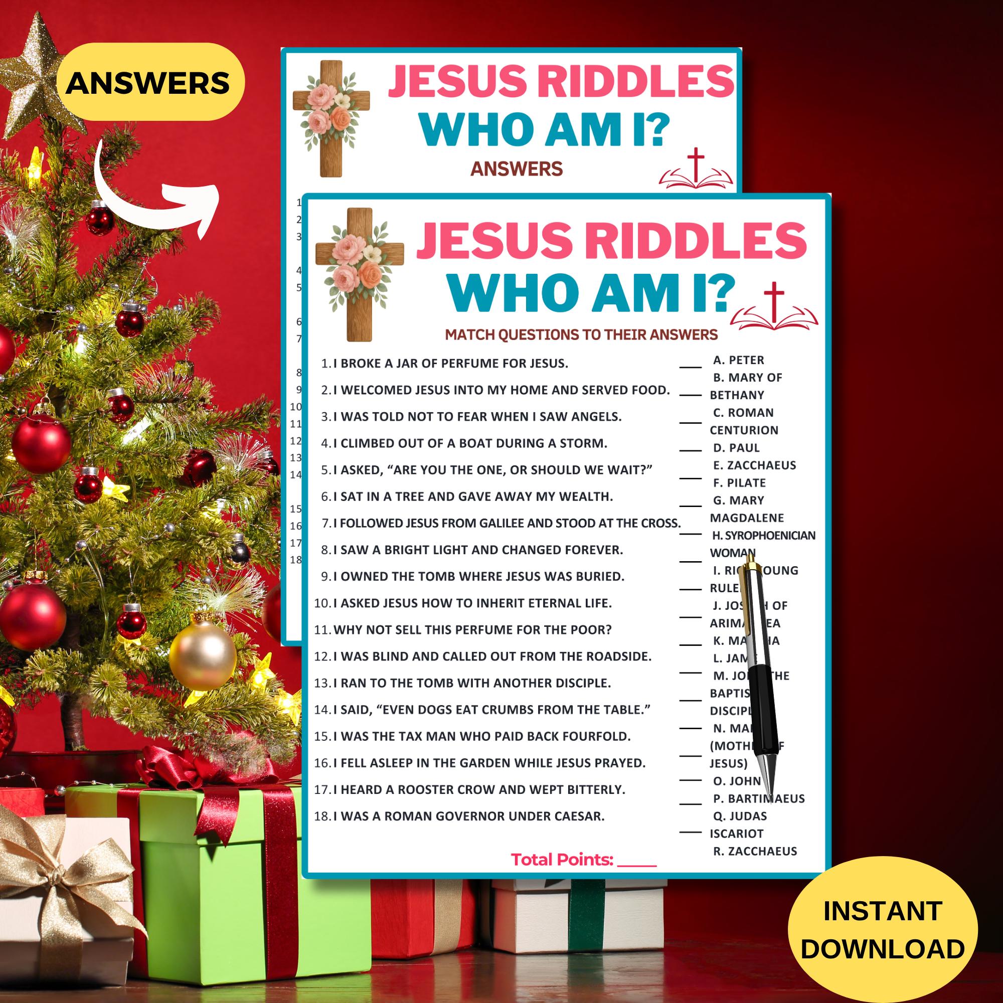 Jesus Who Am I Riddle Game|christmas Bible Study Party Activity|church ...