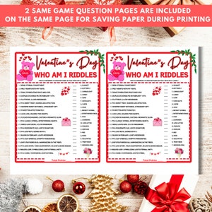 Who Am I Riddle Valentine's Day Game| Valentine's Day Party Printable ...