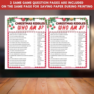 Christmas Riddles Who Am I Game for Kids & Adult|christmas Party ...