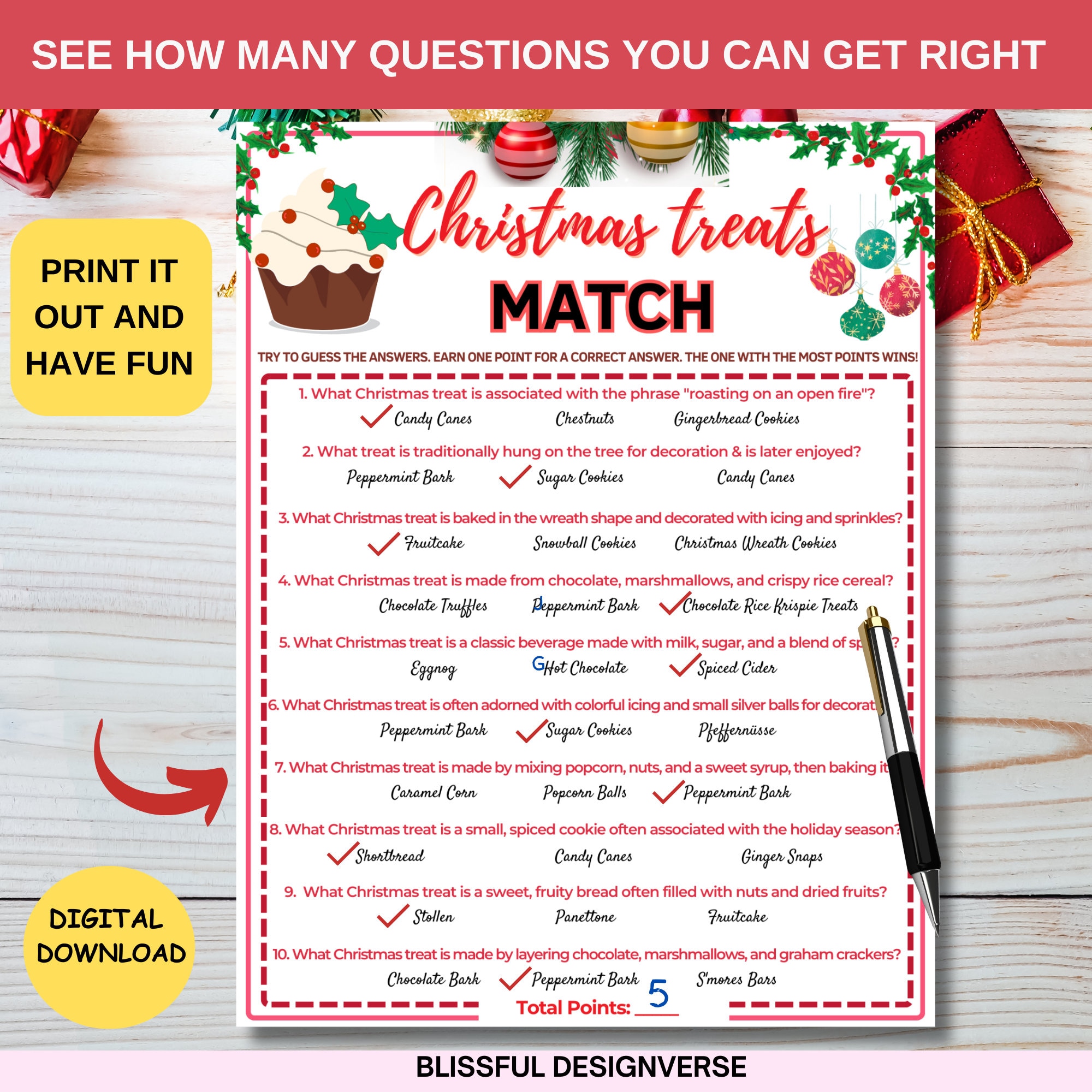 25 Christmas Party Printable Games Bundle|christmas Trivia+quiz for ...