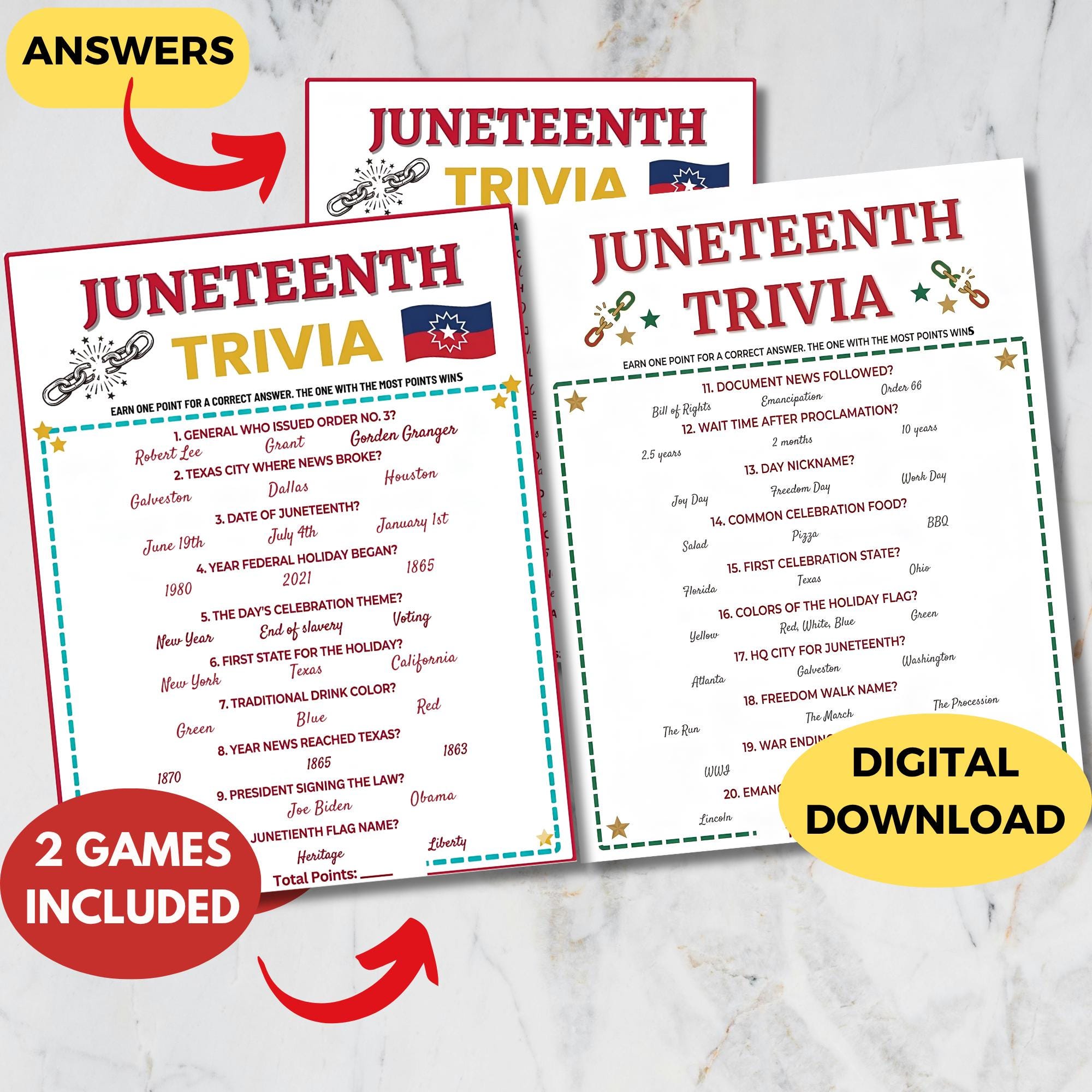 Juneteenth Trivia Game Printable,black History Quiz for Adults & Kids ...
