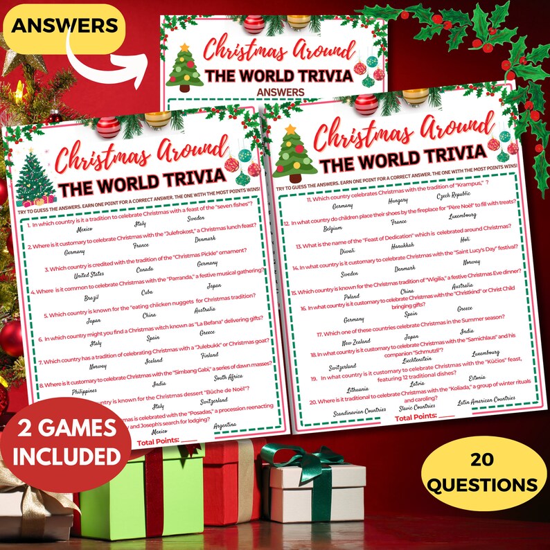 Christmas Around the World Trivia Game for Kids,teens,adults|christmas ...