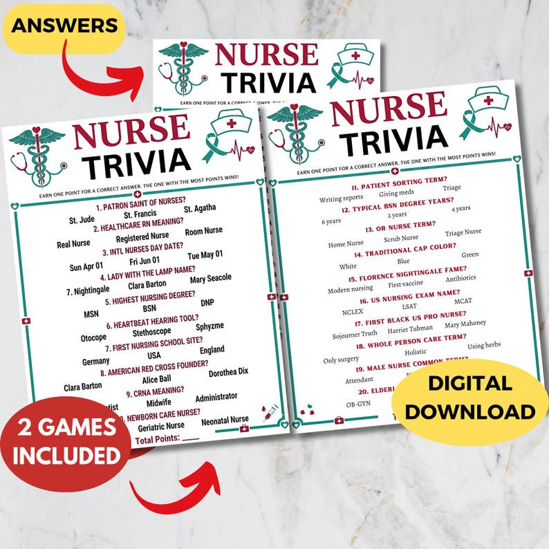 Nurse Trivia Game Printable,nurses Week Activity for Hospital Staff ...