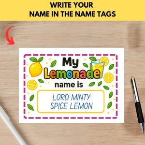 What's Your Lemonade Name Game With Nametags & Sign,birthday Games ...