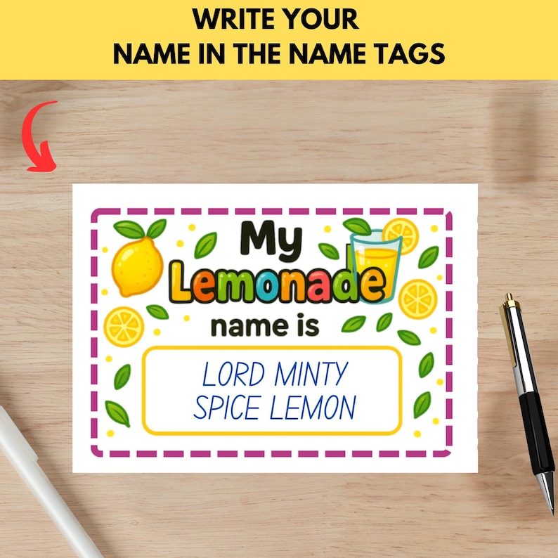 What's Your Lemonade Name Game With Nametags & Sign,birthday Games ...