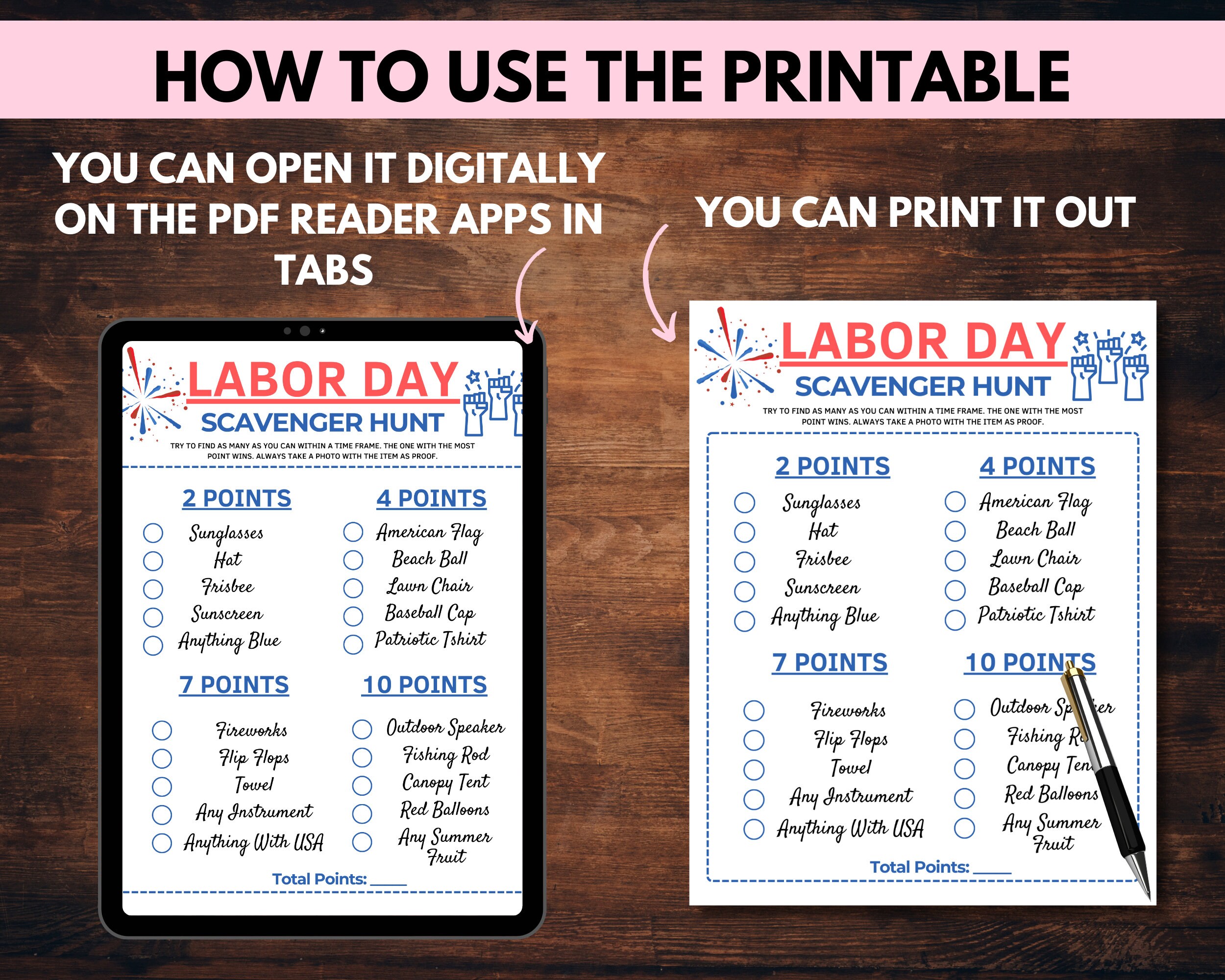 Labor Day Scavenger Hunt Game,american Printable Patriotic Game,fun ...