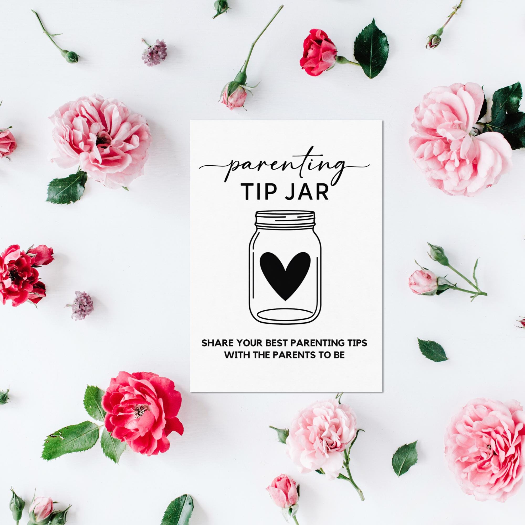 Minimalist Parenting Tip Jar Sign and Advice Card for the Parents to Be ...