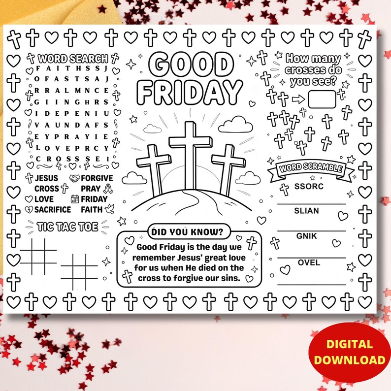 Good Friday Bible Activity Placemat Craft,lent Sunday School Jesus ...