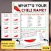 What's Your Chili Name Game With Nametags & Sign,christmas+birthday ...