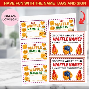 What's Your Waffle Name Game With Nametags & Sign,fun Birthday Party ...