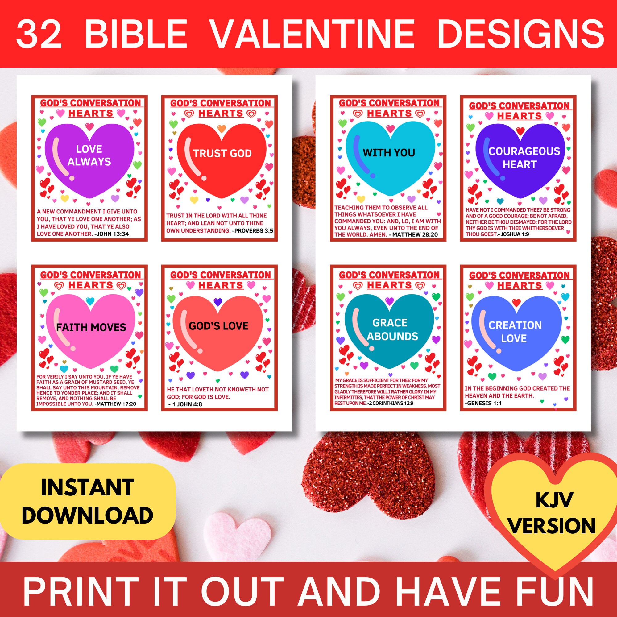 God's Conversation Hearts Valentine Day Cards|christian Bible Verse ...