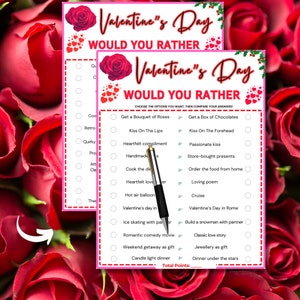 Valentine's Day Would You Rather Game|valentine's Day Printable Trivia ...