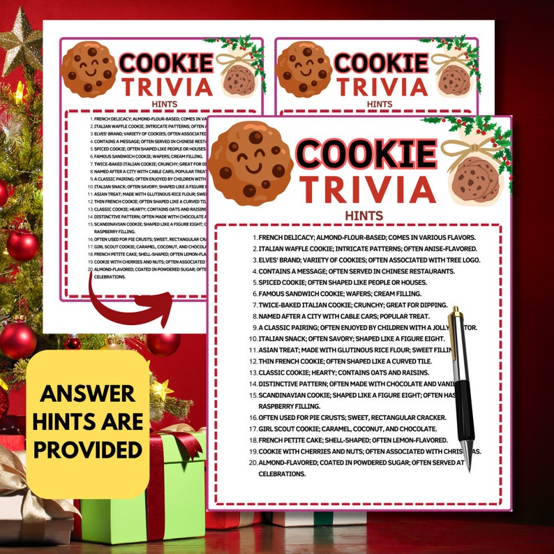 Cookie Trivia Game|dessert Printable Trivia|cookie Themed Food Trivia ...