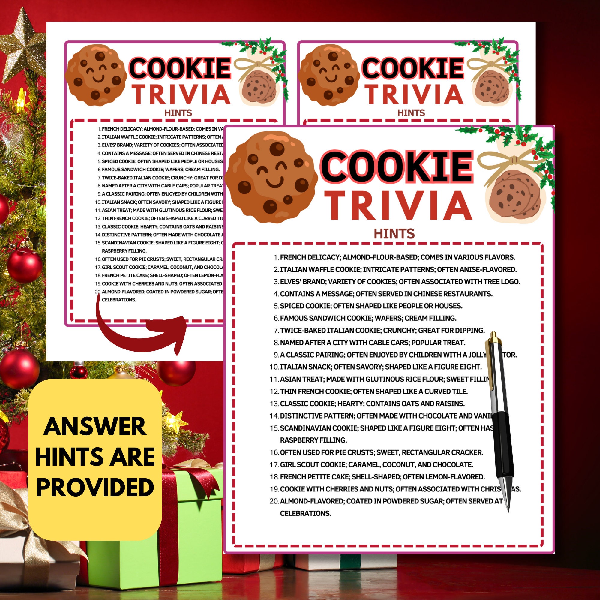 Cookie Trivia Game|dessert Printable Trivia|cookie Themed Food Trivia ...