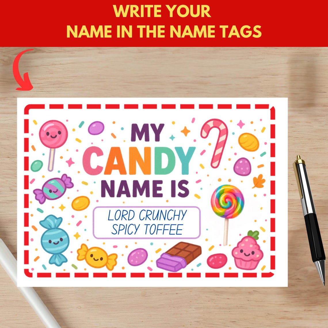 What's Your Candy Name Game With Nametags & Sign,birthday Party Game ...
