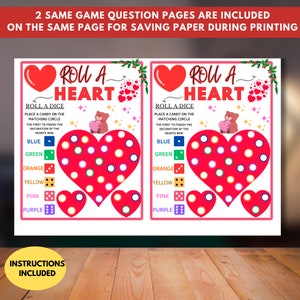 Roll A Heart Christmas Candy Game|roll A Heart Dice Printable Game(kids ...