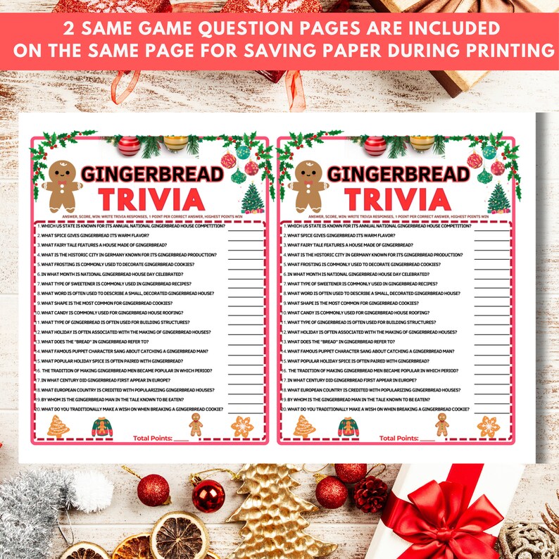 Gingerbread Trivia Game|christmas Food Printable Quiz Party Game ...