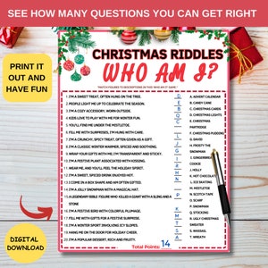 Christmas Riddles Who Am I Game for Kids & Adult|christmas Party ...