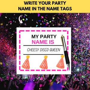 What's Your Party Name Game With Name Tags & Sign| Pink Girl Birthday ...